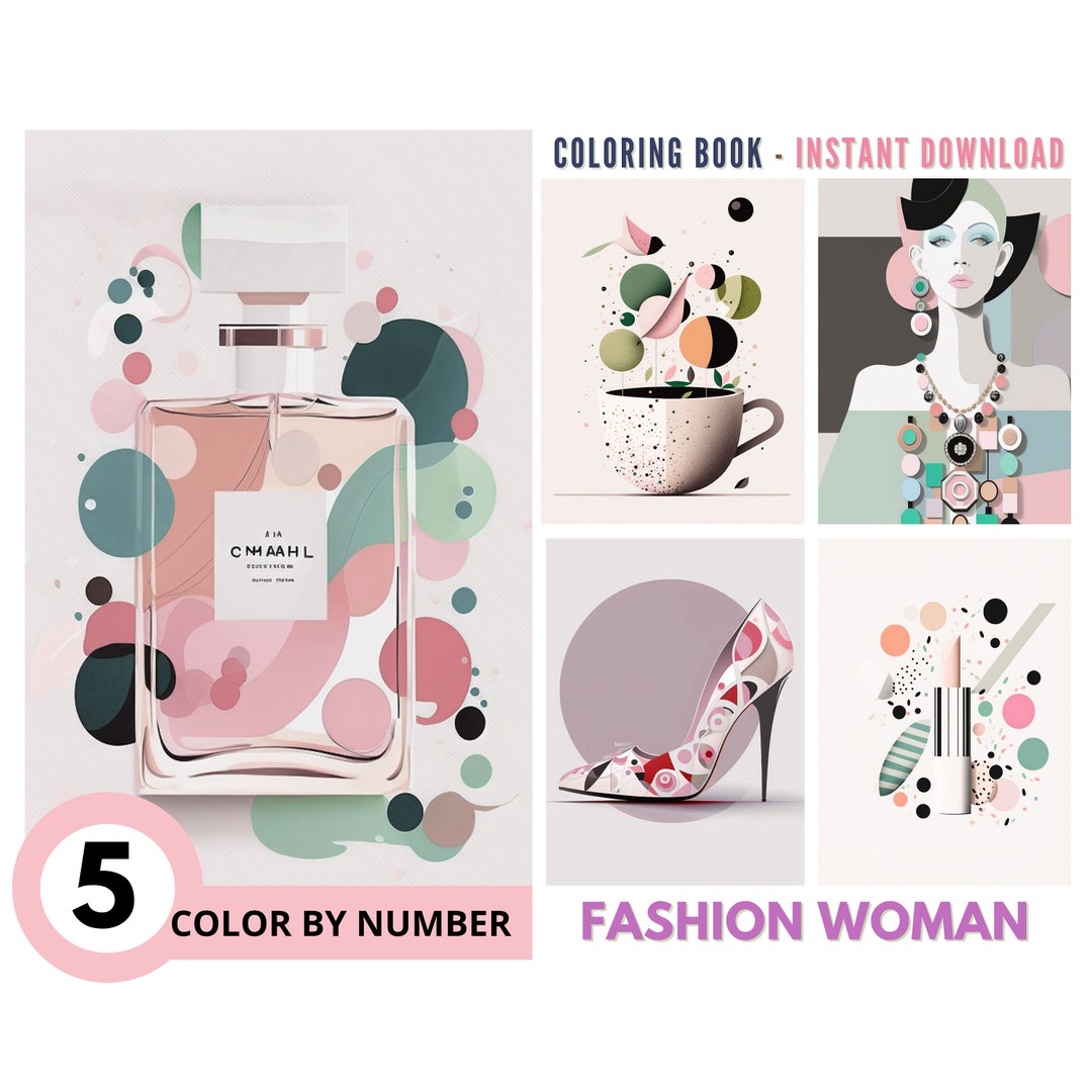 Color by Number Printable, Paint by Number DIY, Modern Fashion Woman ...