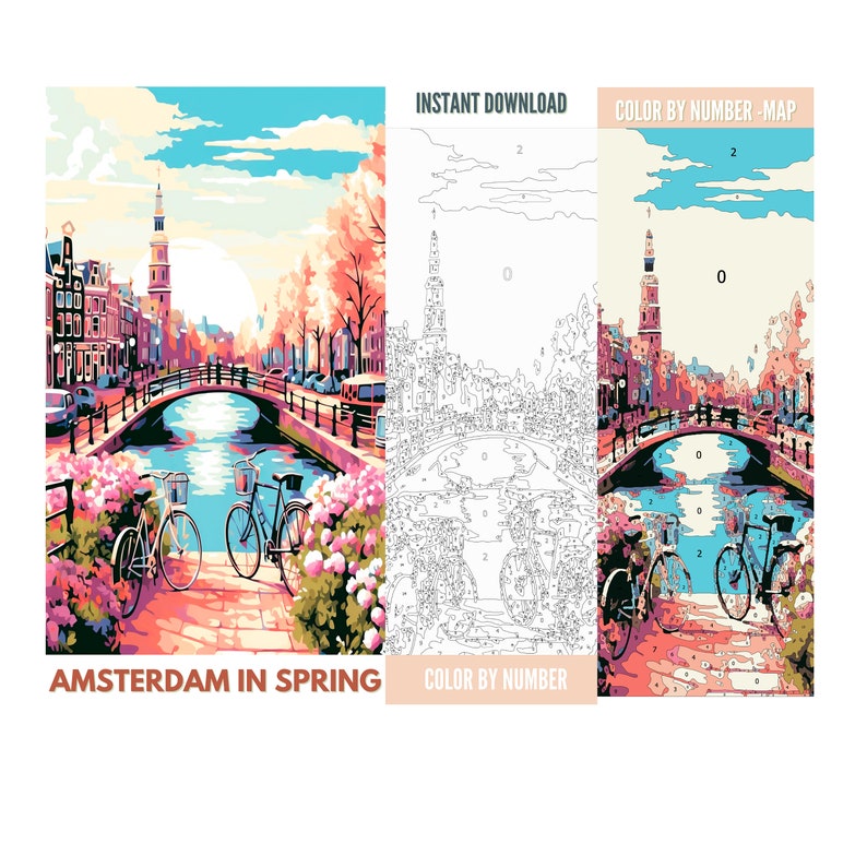 Color by Number for Adult,paint by Number Printable,5 Amsterdam in ...