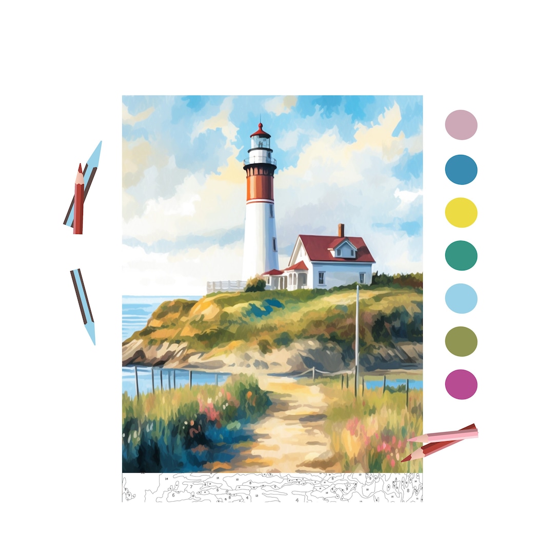 Color by Number for Adult, Paint by Number Printable,lighthouses ...