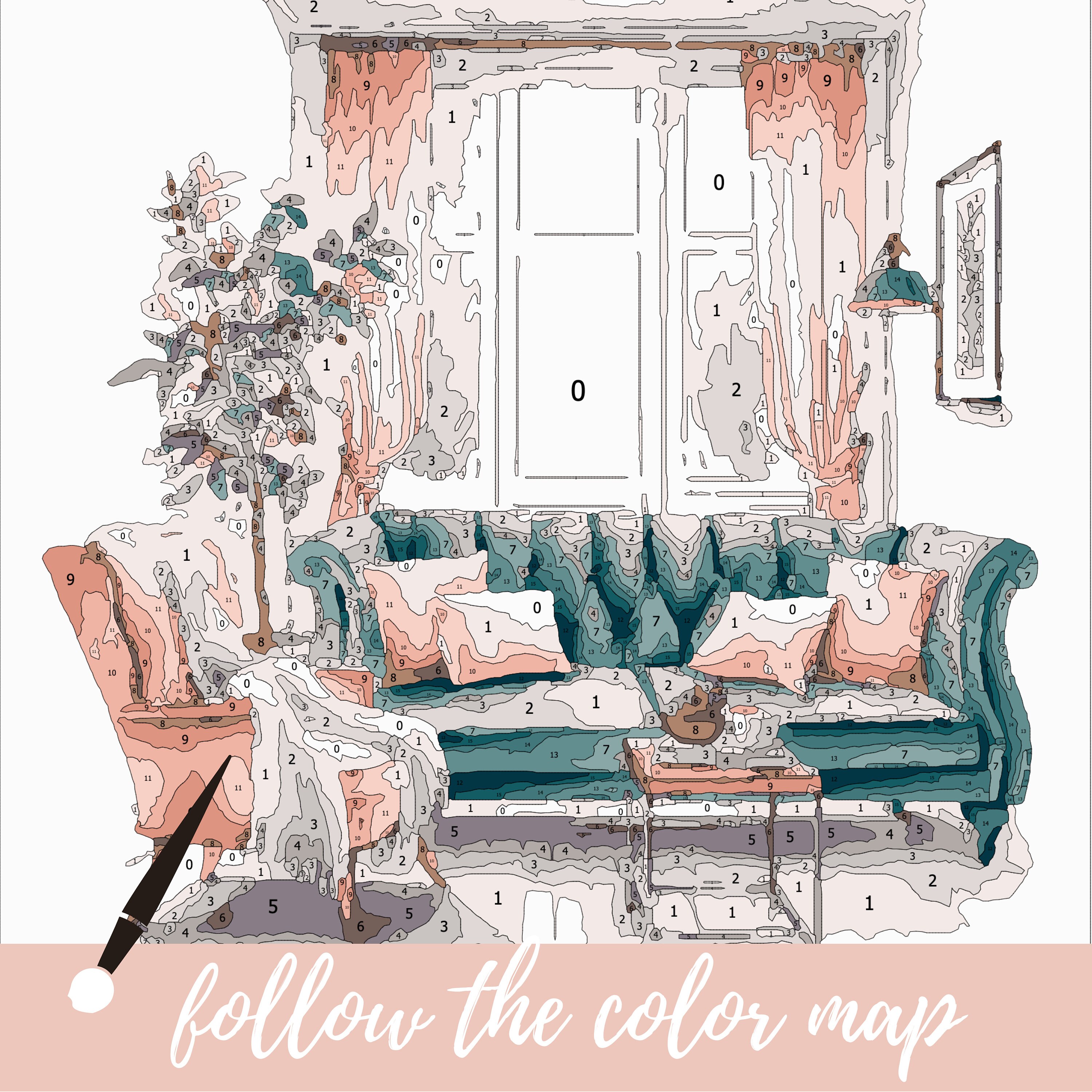 Color by Number for Adult, Paint by Number Printable, Interior Design ...