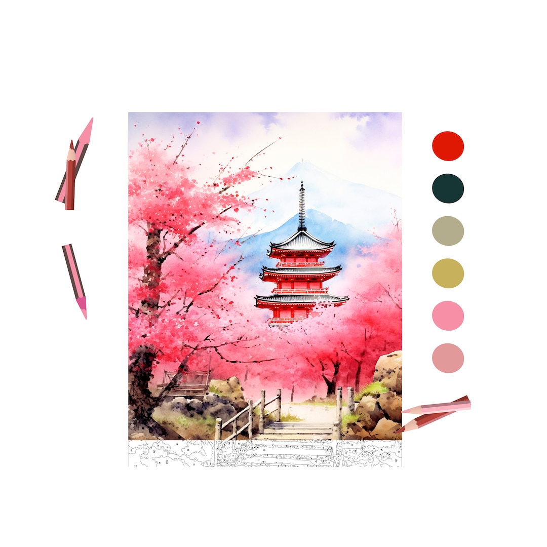 Color by Number for Adult, Paint by Number Printable, Japanese ...