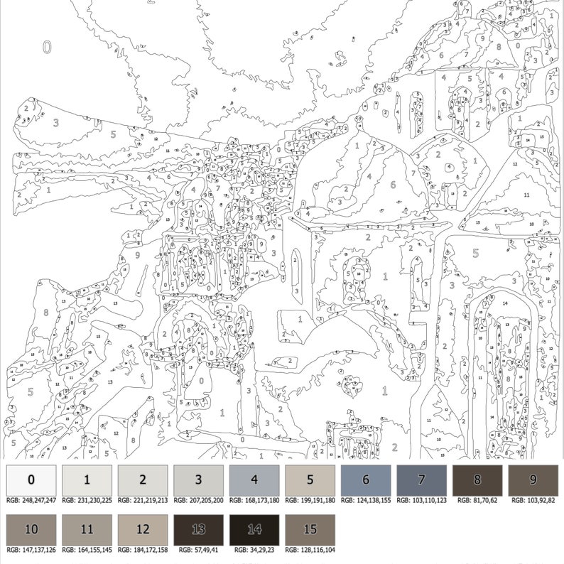Paint by Number Printable, Color by Number for Adult, Santorini ...
