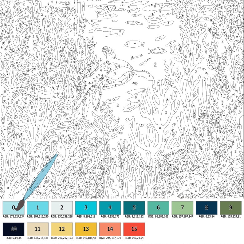Color by Number for Adult,paint by Number Printable,under the Sea ...