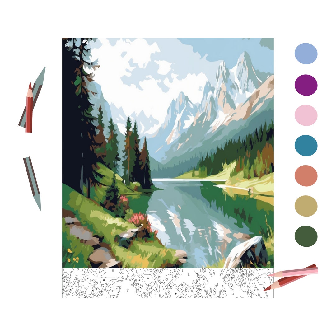 Color by Number for Adult, Paint by Number Printable,mountain Scenery ...
