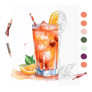 Color by Number for Adult,paint by Number Printable, Cocktails ...