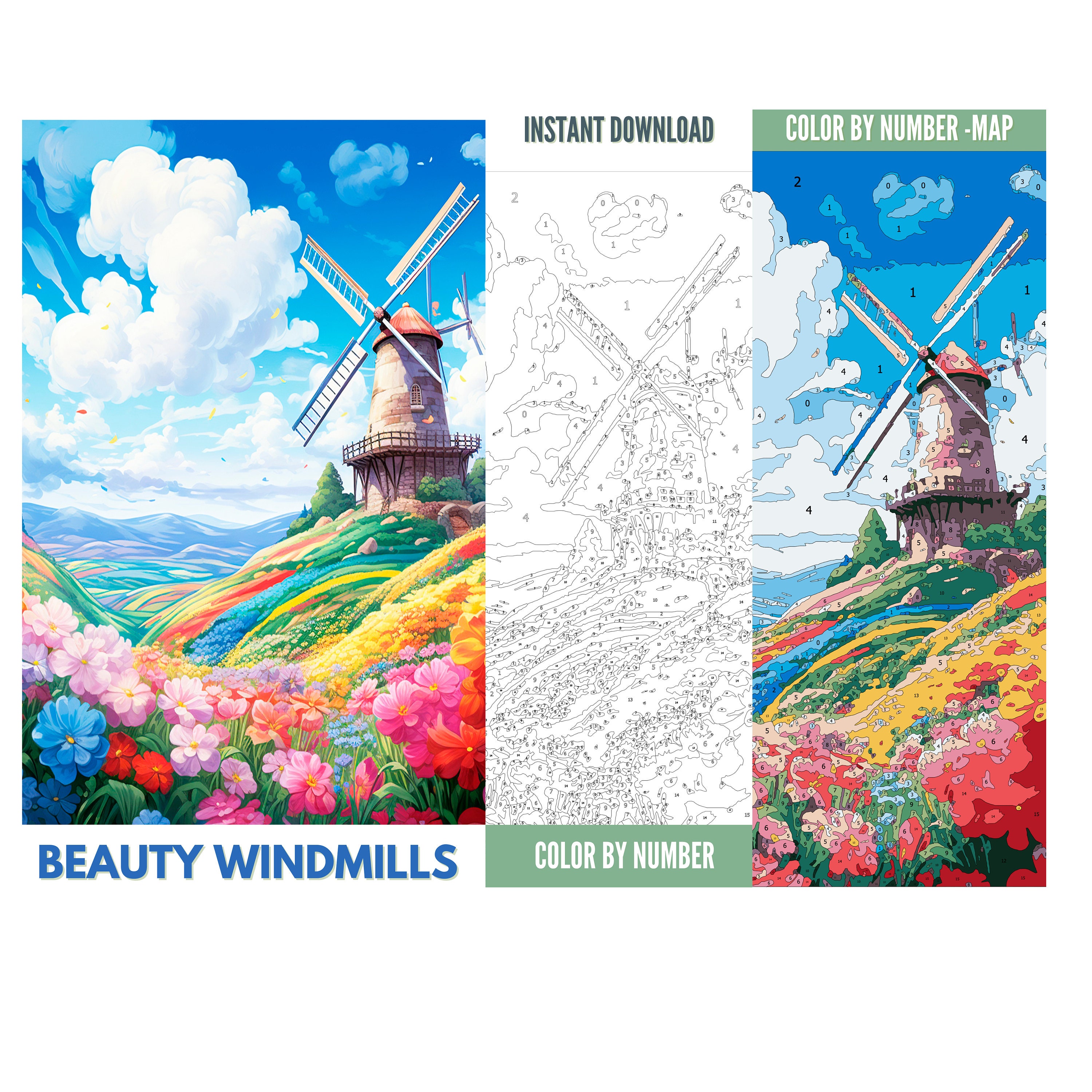 Color by Number for Adult,paint by Number Printable,5 Enchanting ...