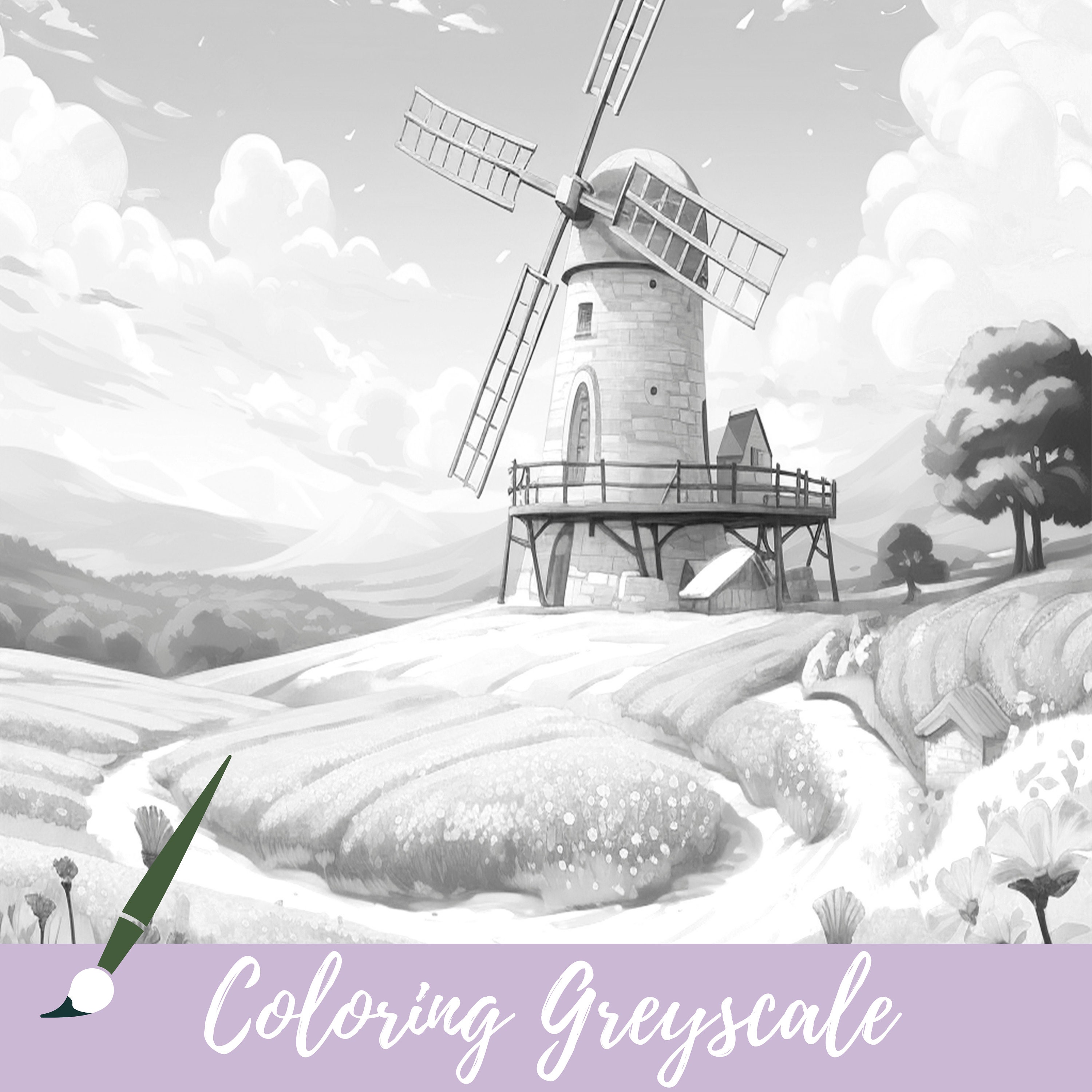 Color by Number for Adult, Paint by Number Printable,provence Windmills ...