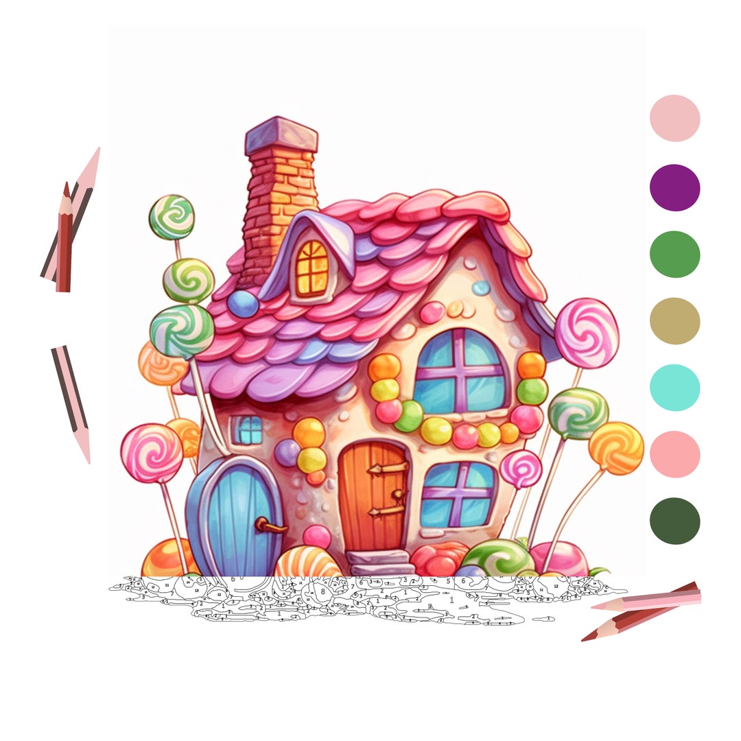 Color by Number for Adult, Paint by Number Printable,fairy Candy House ...