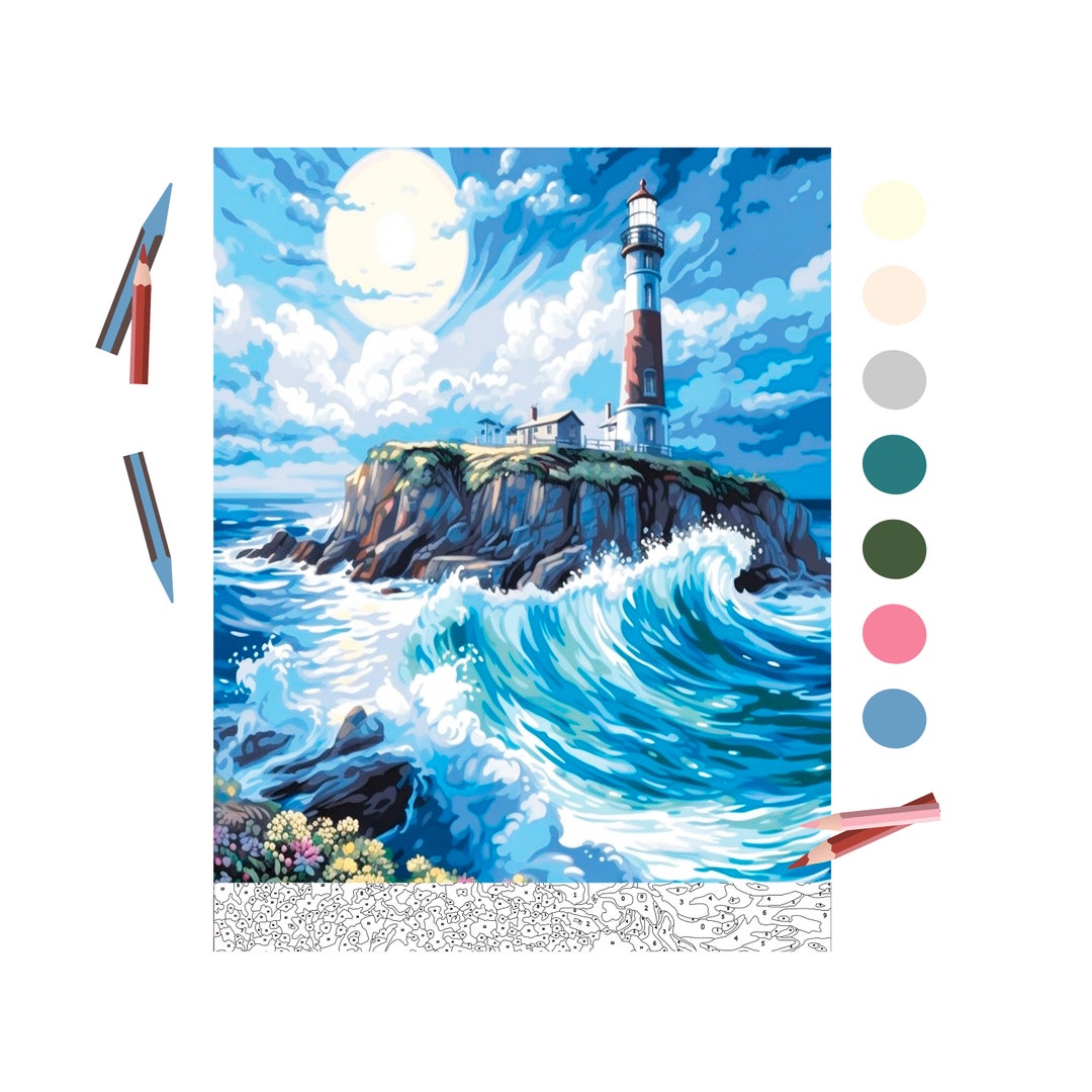 Color by Number for Adult, Paint by Number Printable, Sea Landscape ...