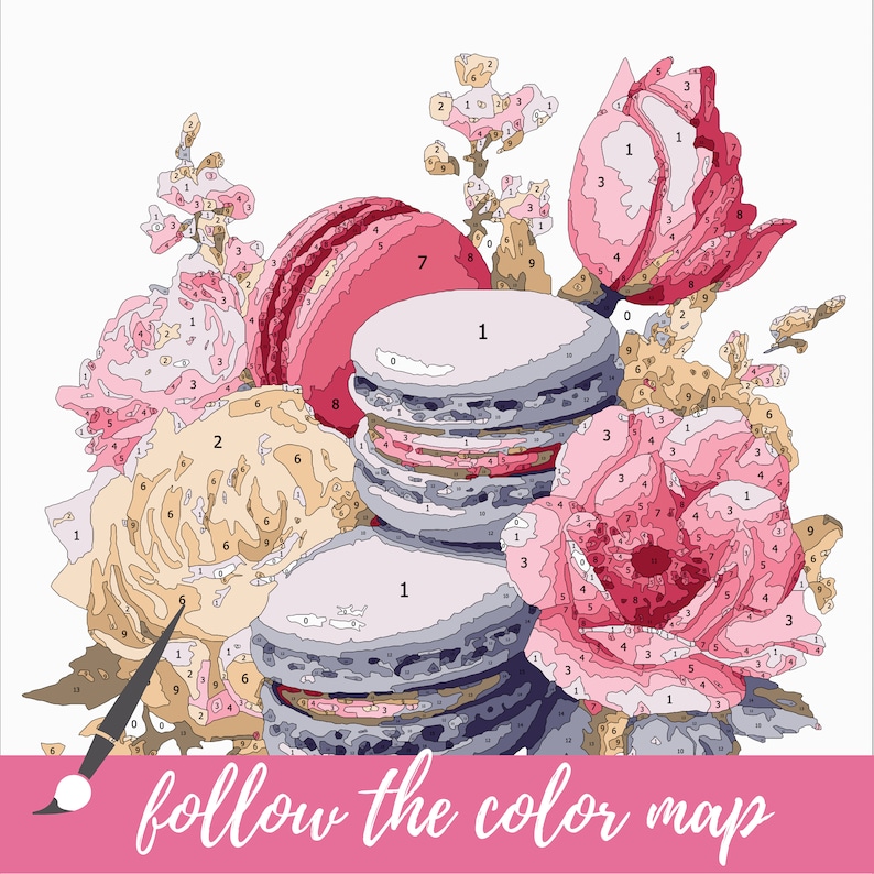 Color by Number for Adult,paint by Number Printable, Macarons, Coloring ...