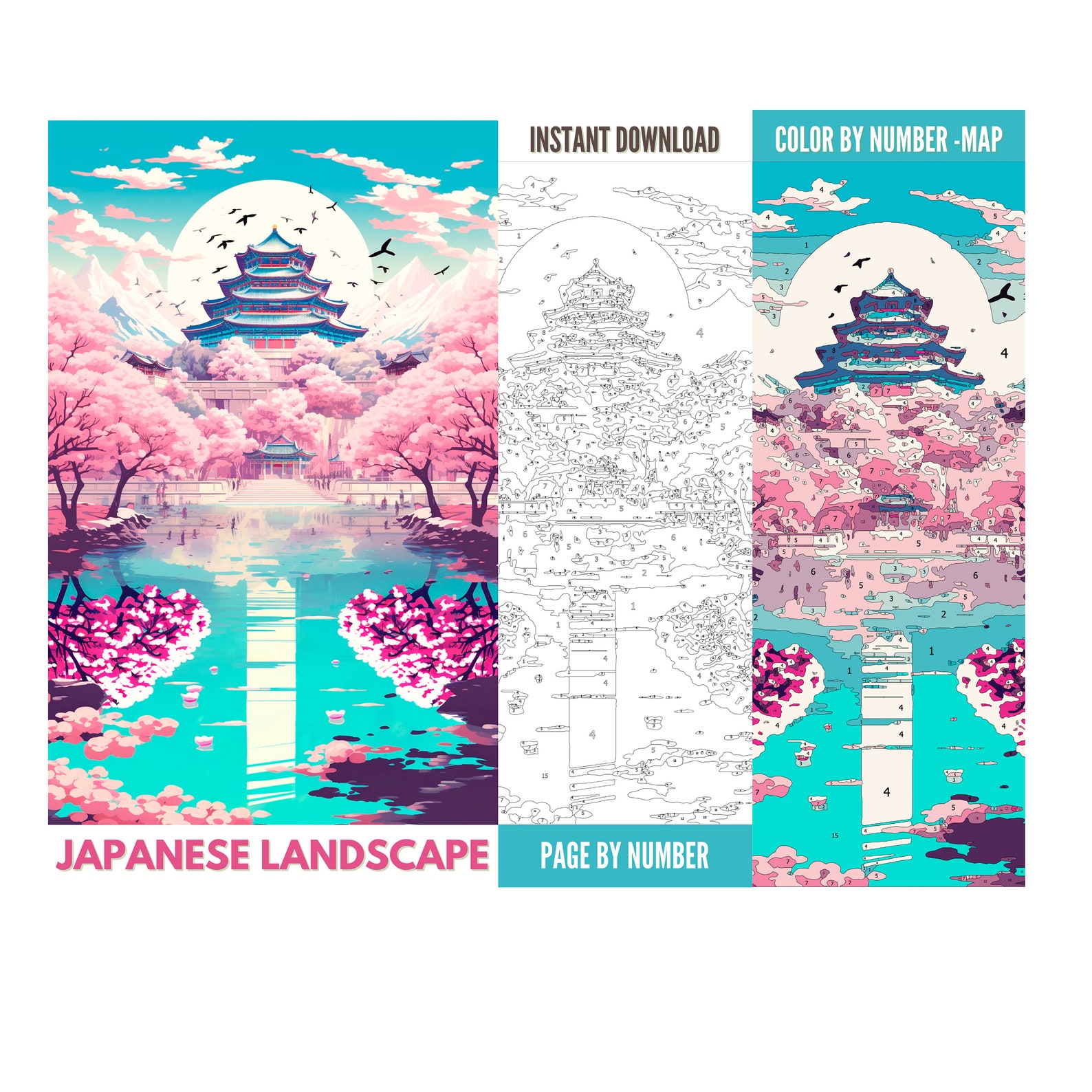 Color by Number for Adult, Paint by Number Printable, Japanese ...