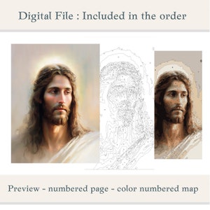 Paint by Number Printable,color by Number Adult, Jesus Christ for Pray ...
