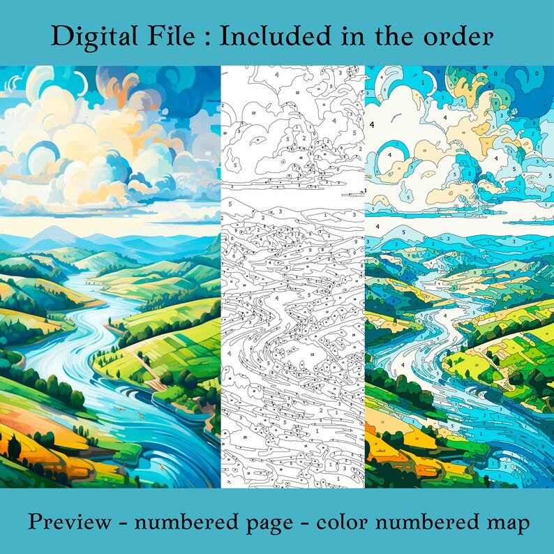 Hills Landscape Color by Number for Adult ,paint by Number for ...