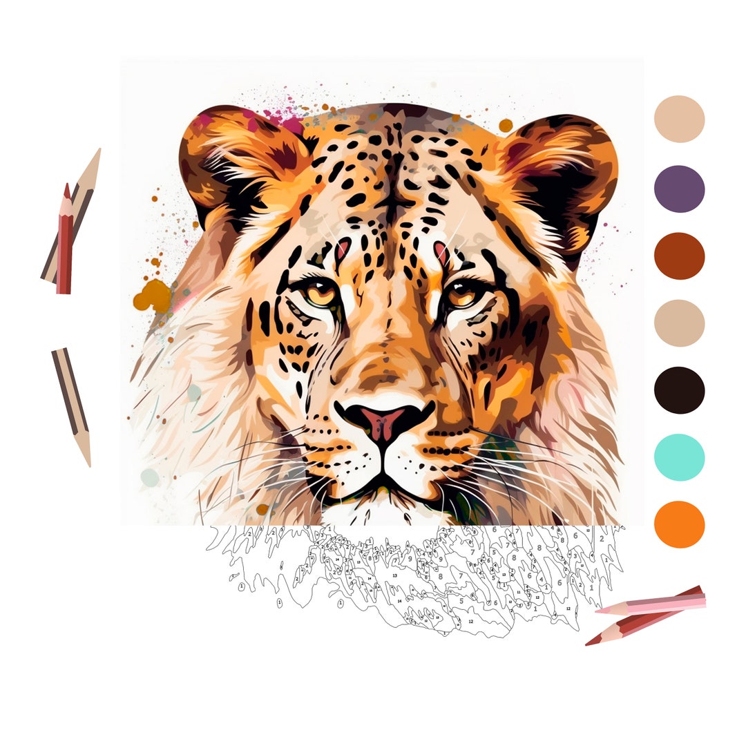 Color by Number for Adult, Paint by Number Printable,wild Animal ...