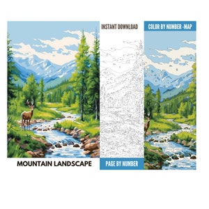 Color by Number for Adult, Paint by Number Printable,mountain Landscape ...