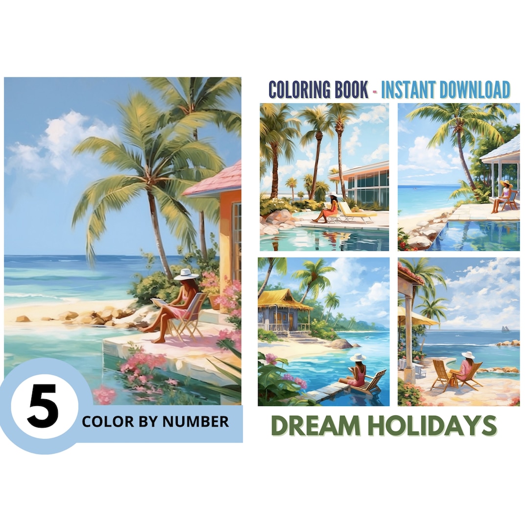Bundle 5 Dream Holiday Color by Number for Adult, Paint by Number ...