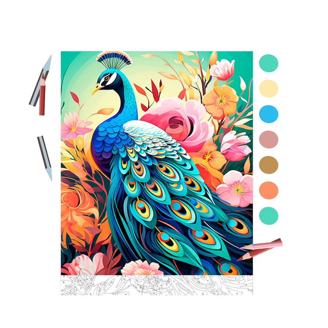 Color by Number for Adult,paint by Number Printable,beautiful Peacock ...
