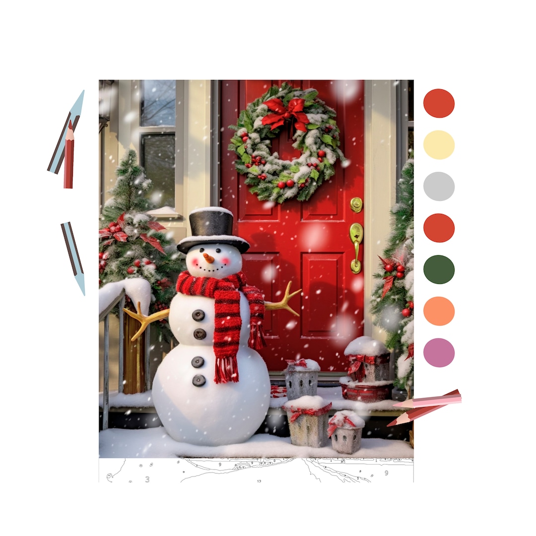 Color by Number for Adult,paint by Number Printable,christmas Snowman ...