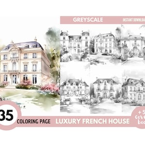 35 French House Coloring Book - Adults Coloring Pages, Instant Download ...