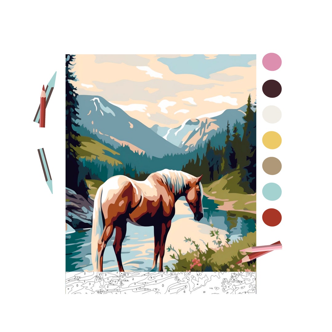 Color by Number for Adult, Paint by Number Printable, Beautiful Horse ...