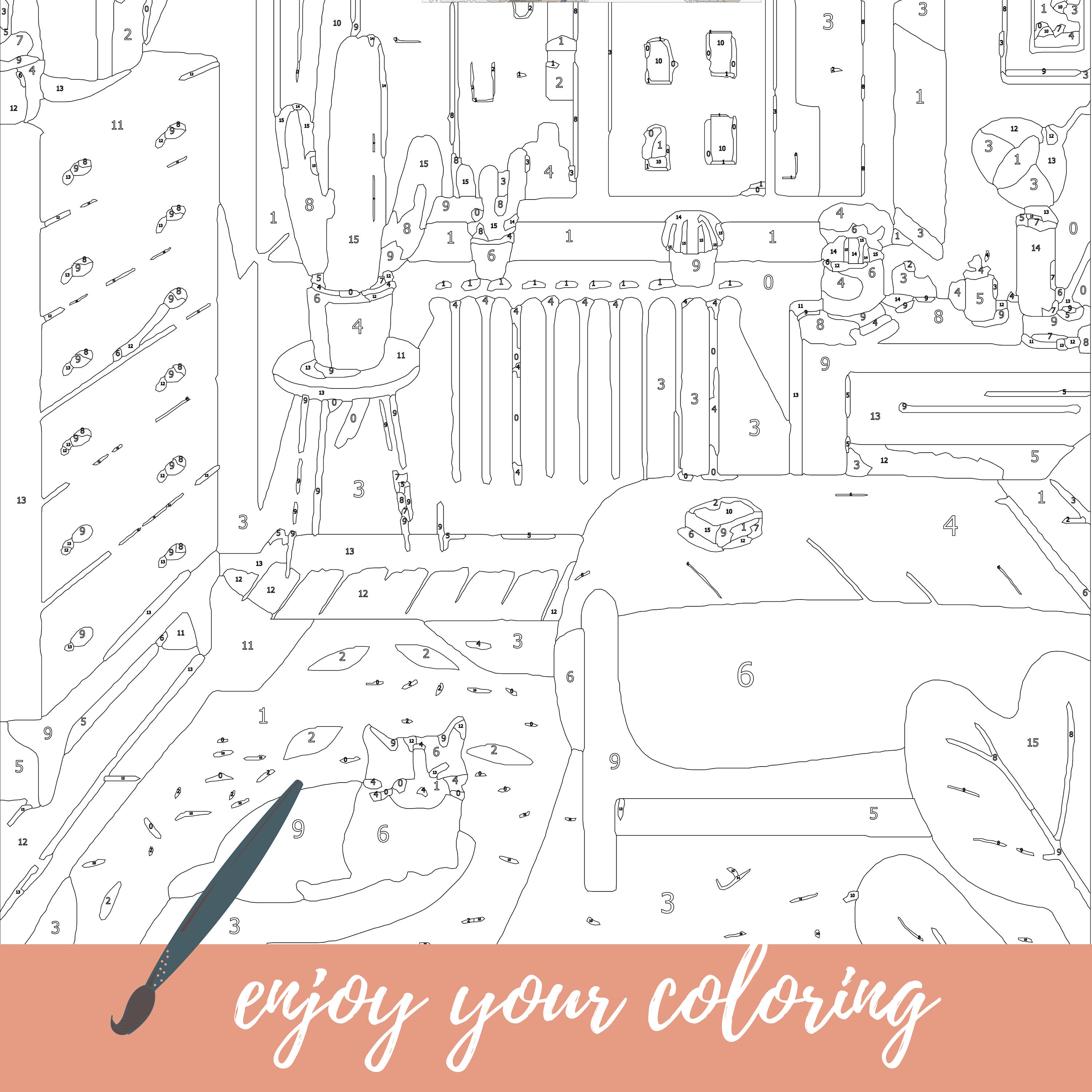 Color by Number Adultpaint by Number Printable Cat Life in - Etsy