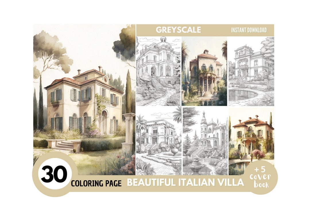 30 Beautiful Italian Villa Coloring Book - Adults Coloring Pages ...