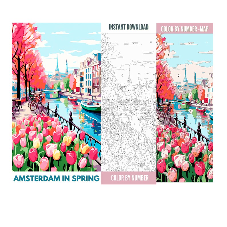 Color by Number for Adult,paint by Number Printable,5 Amsterdam in ...