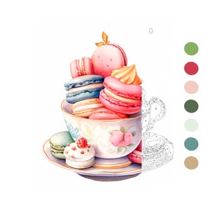 Color by Number for Adult,paint by Number Printable, Macarons, Coloring ...