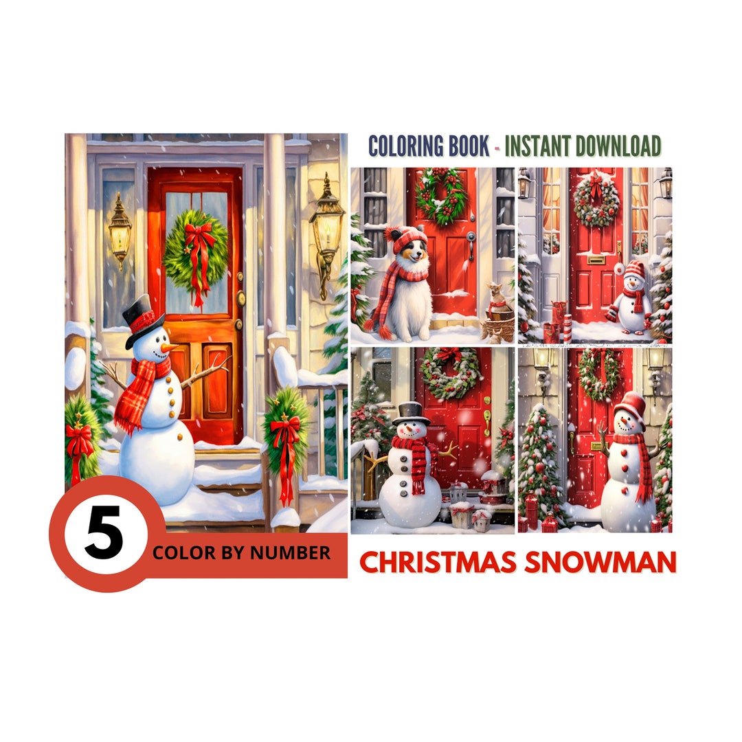 5 Christmas Snowman,color by Number for Adult, Paint by Number ...