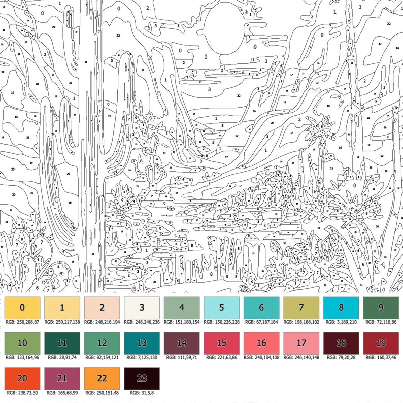 Color by Number for Adult, Paint by Number Printable, Desert Landscape ...