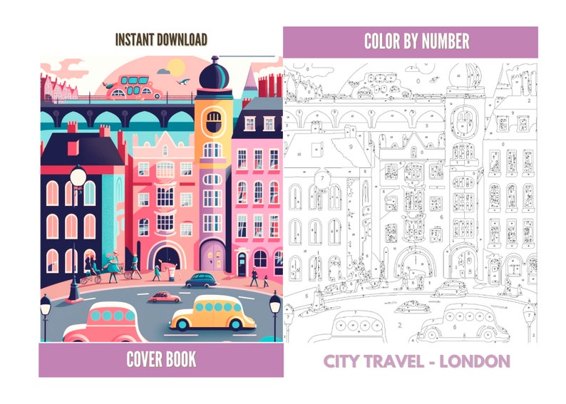 Color by Number for Adultpaint by Number Printable5 City - Etsy