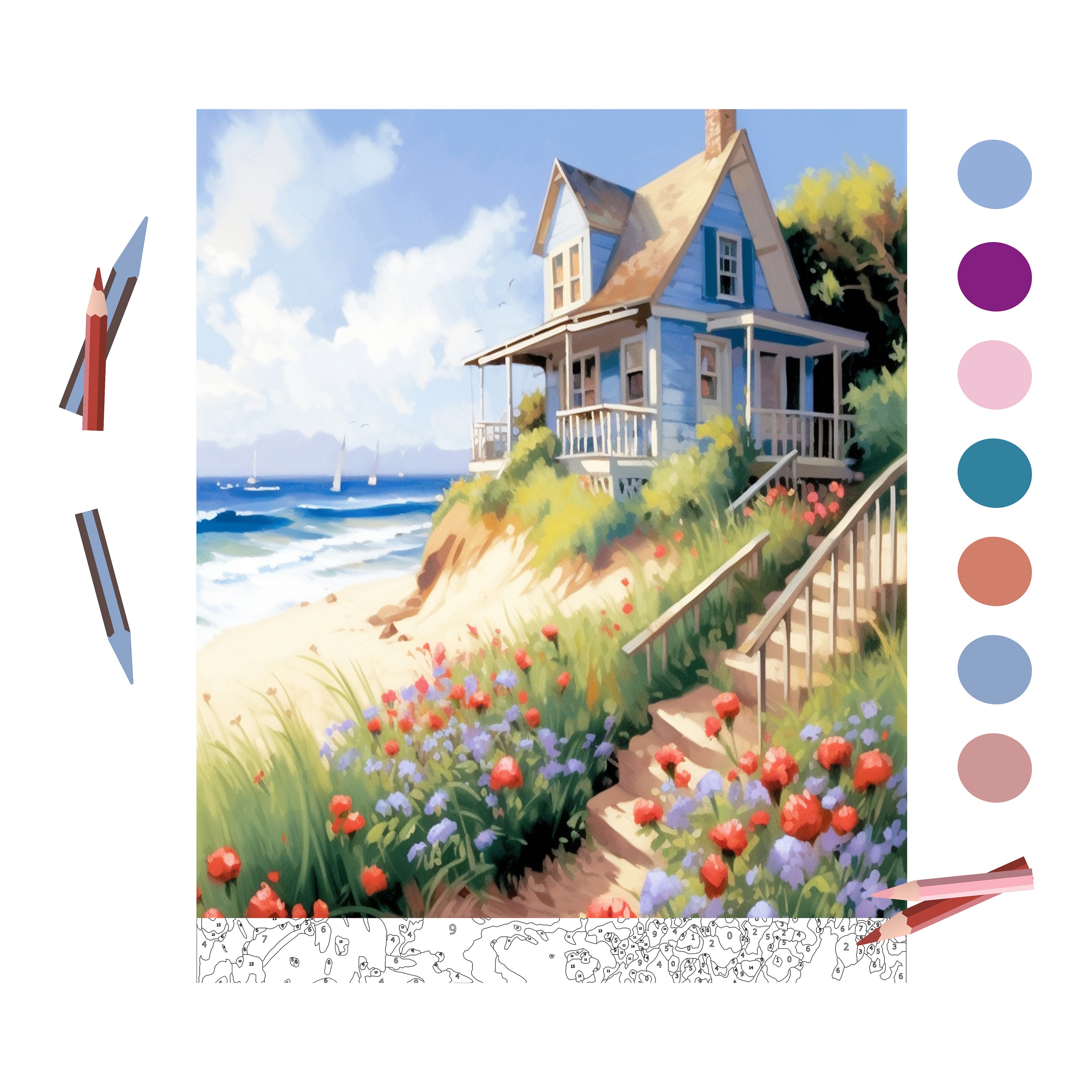 Color by Number for Adult Paint by Number Printable Cottage - Etsy