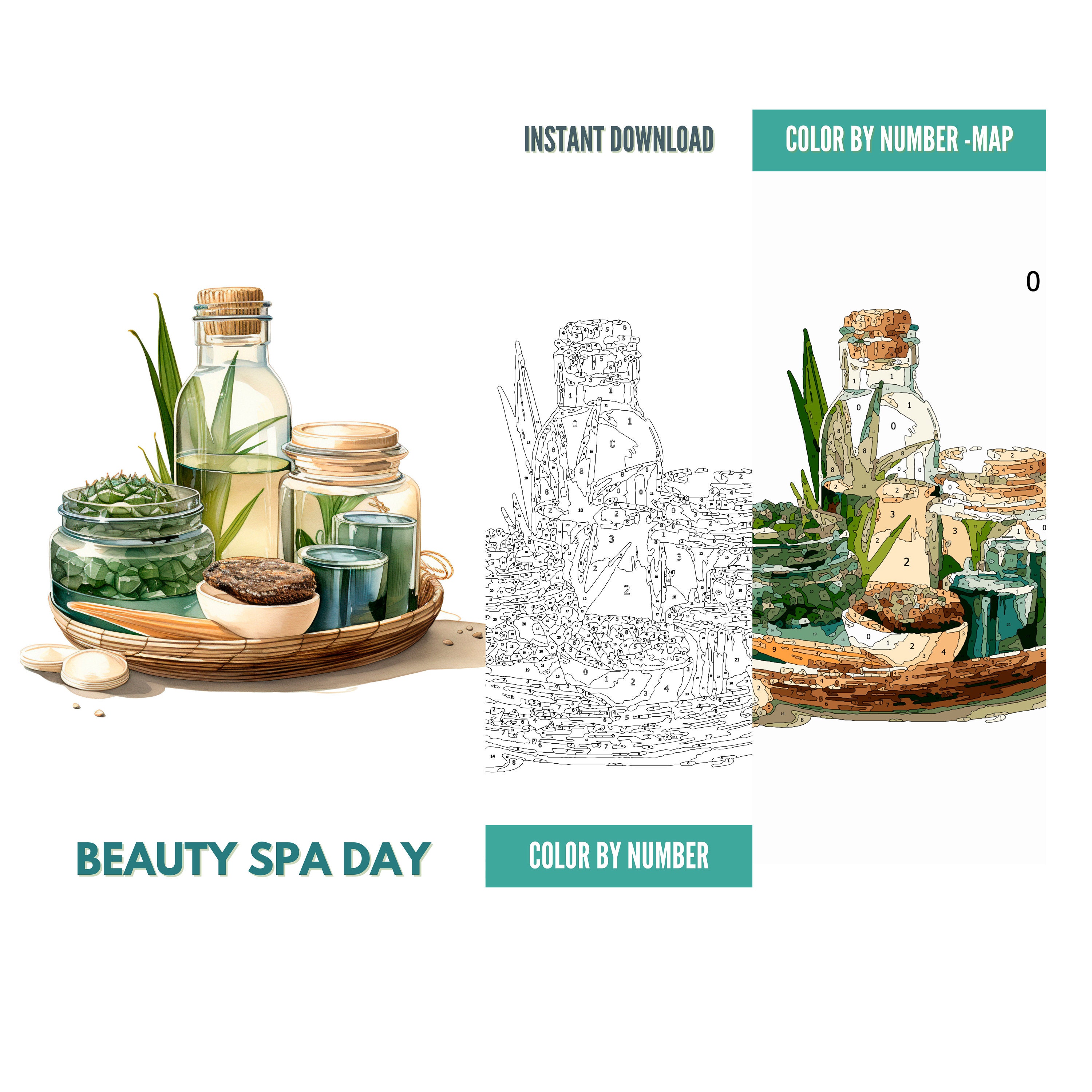 Color by Number for Adult, Paint by Number Printable,home Decor Spa Day ...