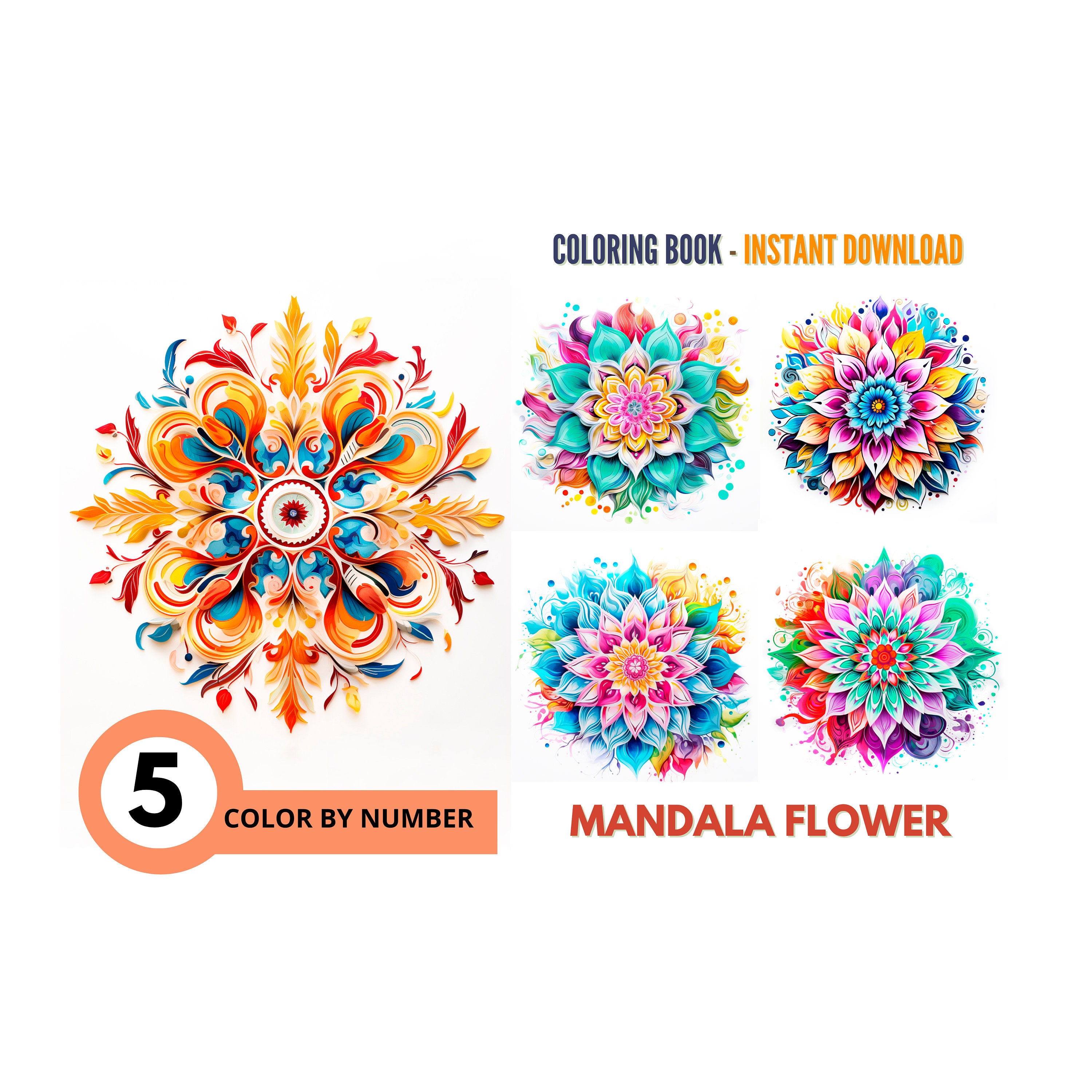 Color by Number for Adultpaint by Number Printable5 Mandala - Etsy