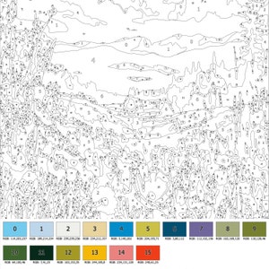 Color by Number for Adult, Paint by Number Printable, Meadow Landscape ...
