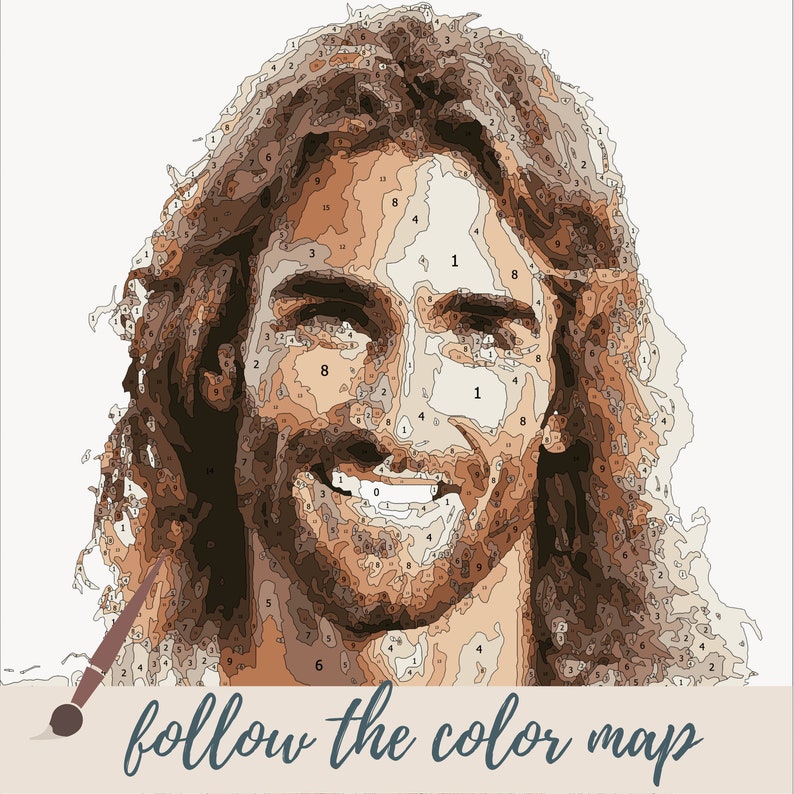 Color by Number Printablepaint by Number Adult Jesus Christ - Etsy