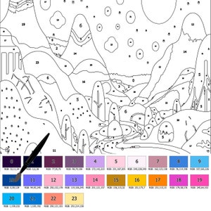 Color by Number for Adult, Paint by Number Printable, Mistic Landscape ...