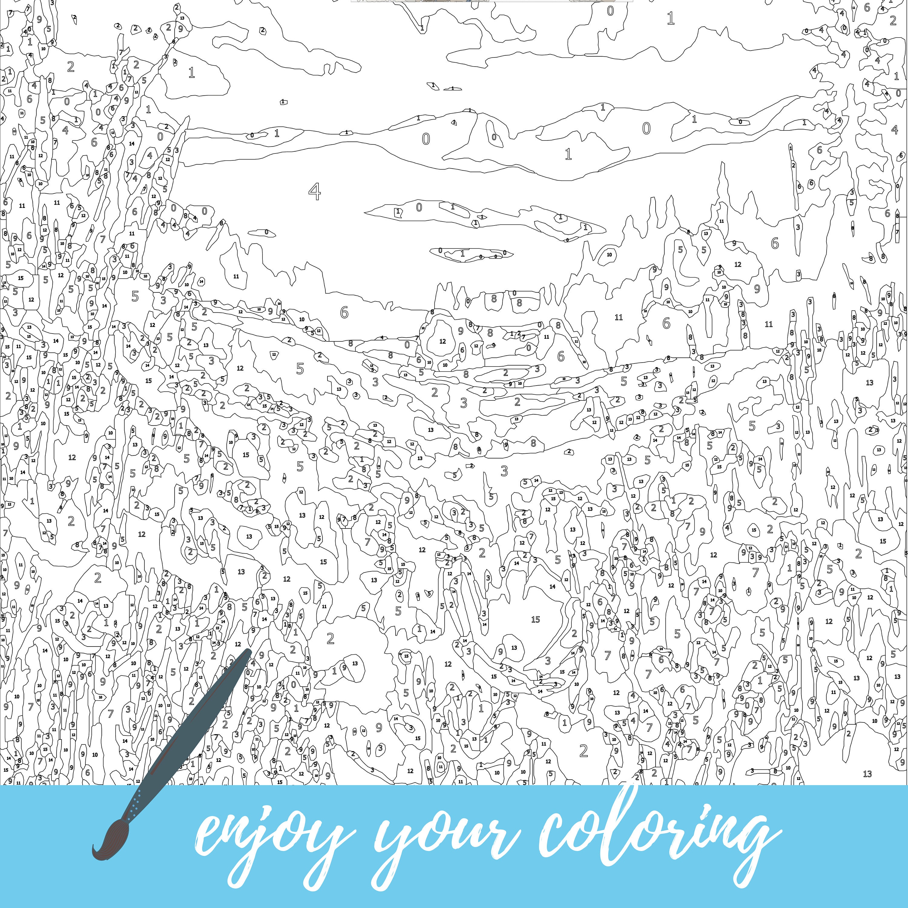 Color by Number for Adult, Paint by Number Printable, Meadow Landscape ...