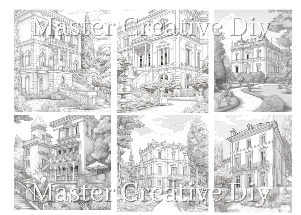 30 Beautiful Italian Villa Coloring Book - Adults Coloring Pages ...