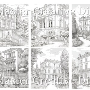 30 Beautiful Italian Villa Coloring Pages for Adults,grayscale Coloring ...