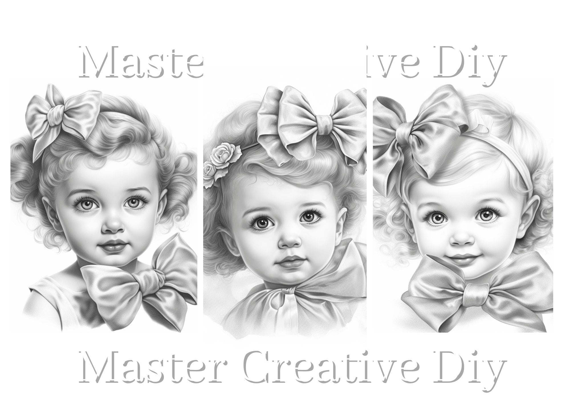 30 Cute Girl With Bow Coloring Book Adults Coloring Pages - Etsy