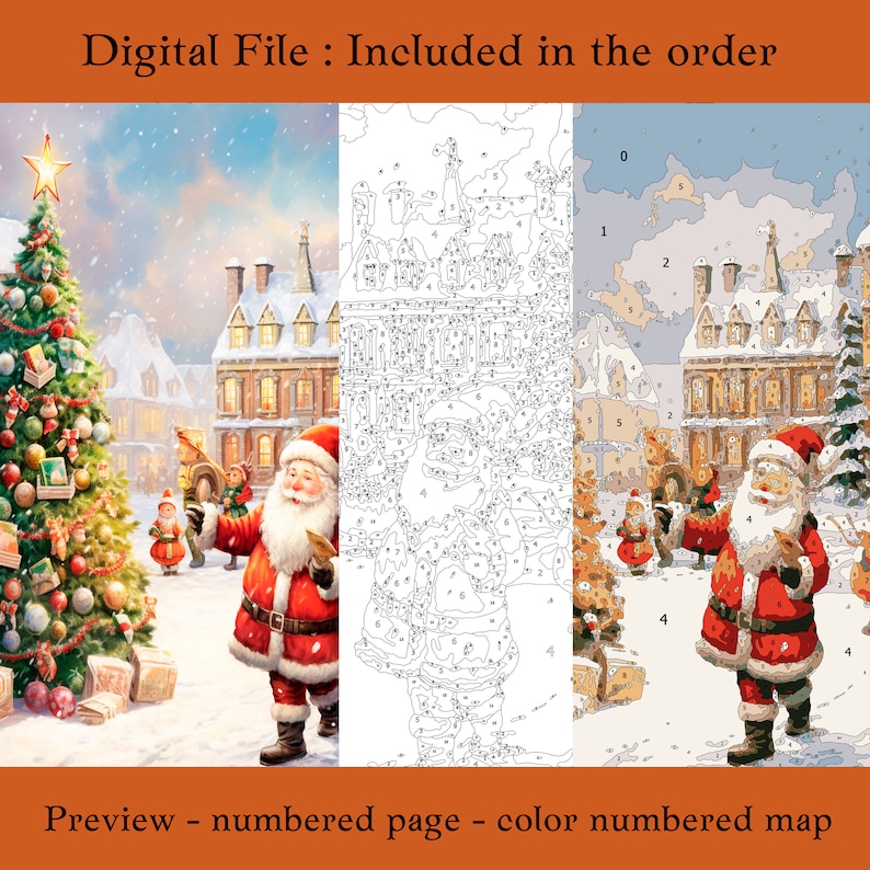 Color by Number for Adult,paint by Number Printable,christmas Santa ...