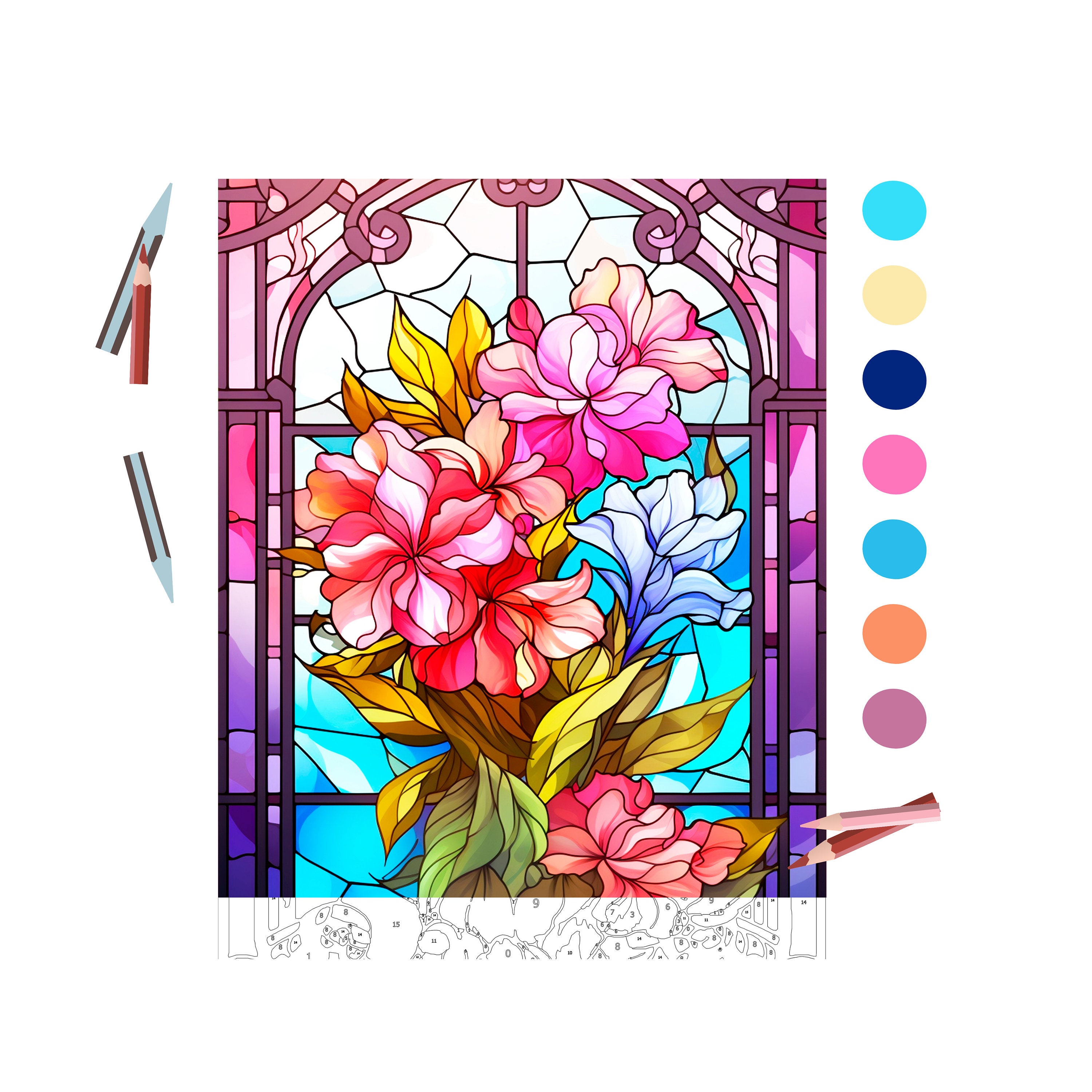 Color by Number for Adult,paint by Number Printable, Stained Glass ...