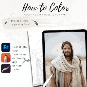 Paint by Number Printable,color by Number Adult, Jesus Christ for Pray ...