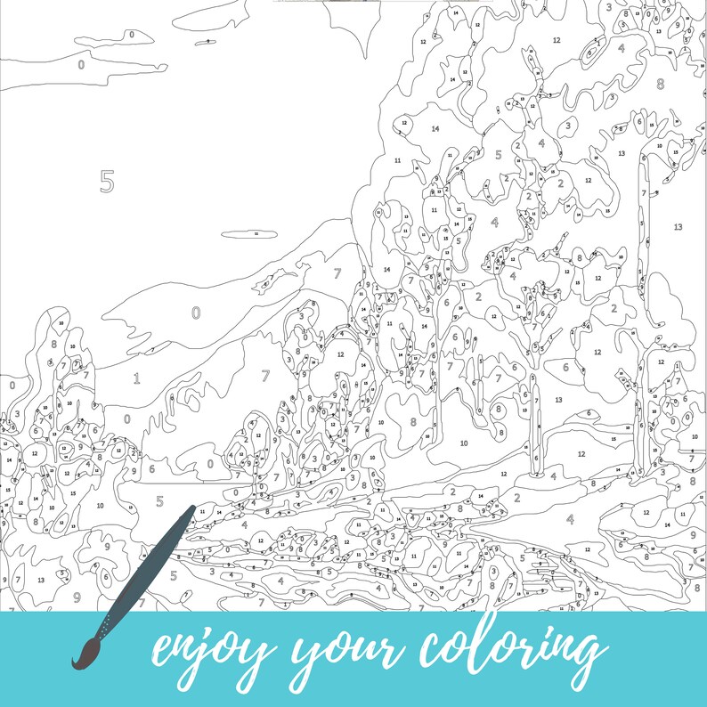 Color by Number for Adult, Paint by Number Printable, Beauty Landscape ...