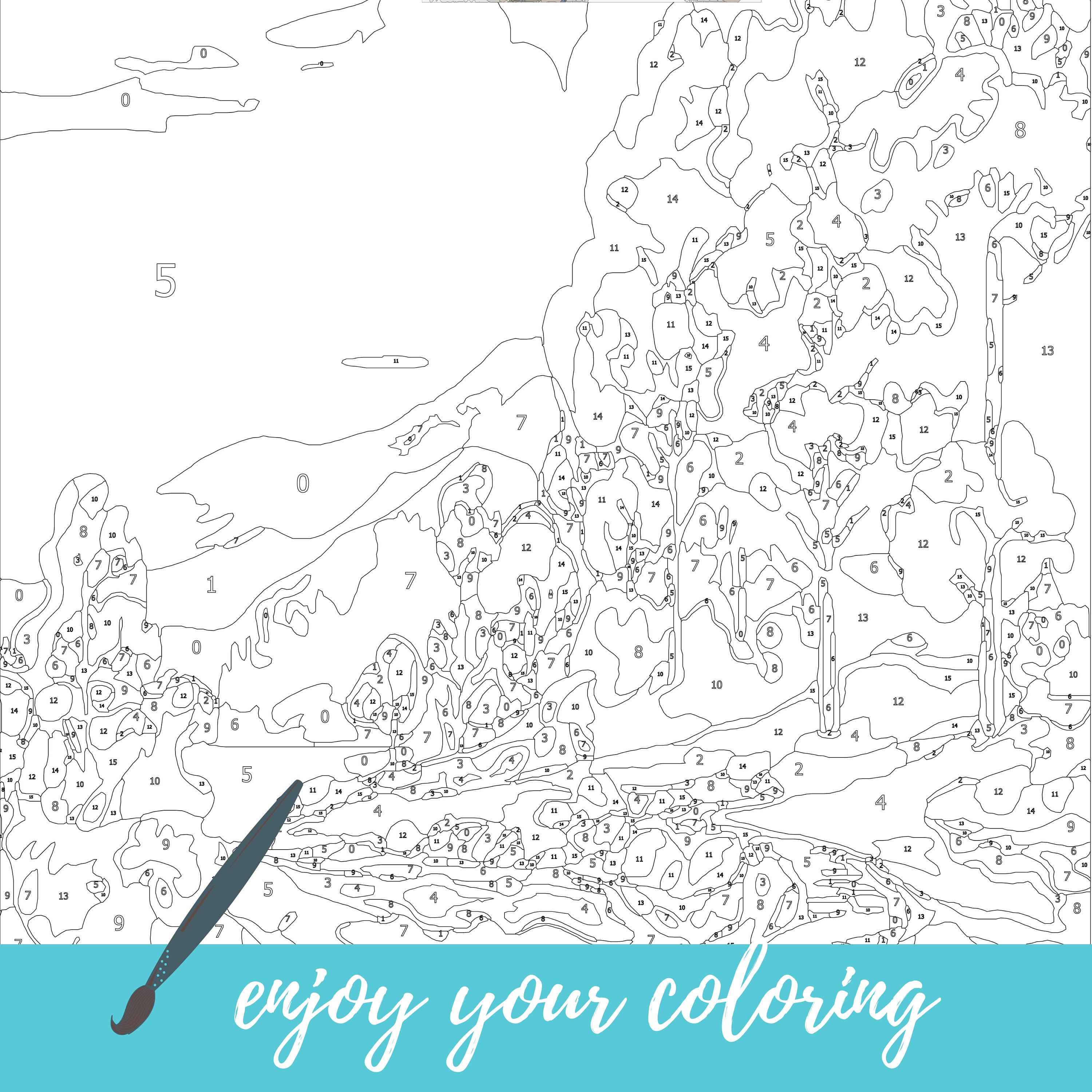 Color by Number for Adult, Paint by Number Printable, Beauty Landscape ...