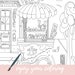 Beautiful Ice Cream Cart Coloring Pages for Adults, Grayscale Coloring ...