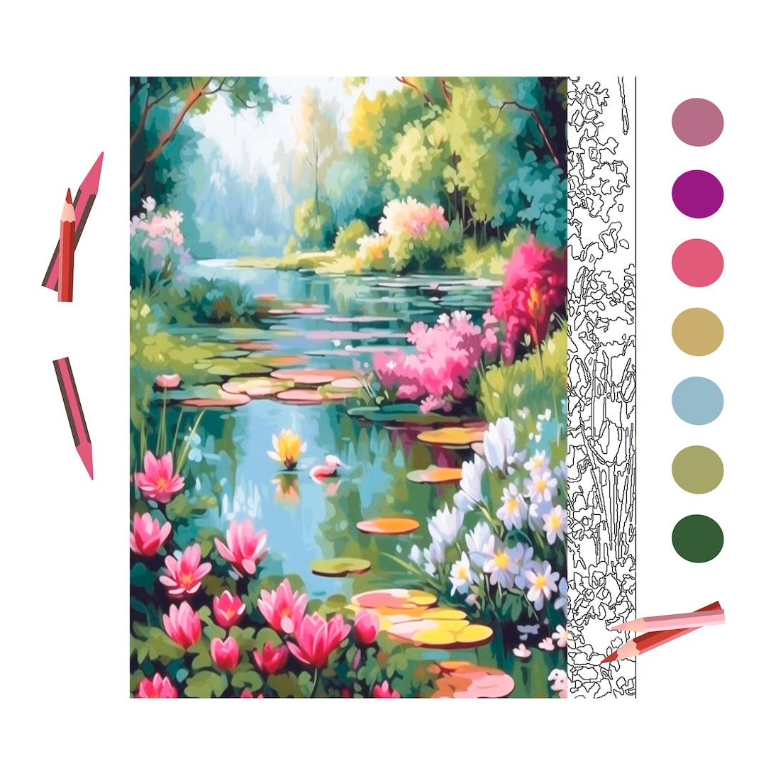 Beautiful Garden Coloring Pages for Adults, Grayscale Coloring Book ...