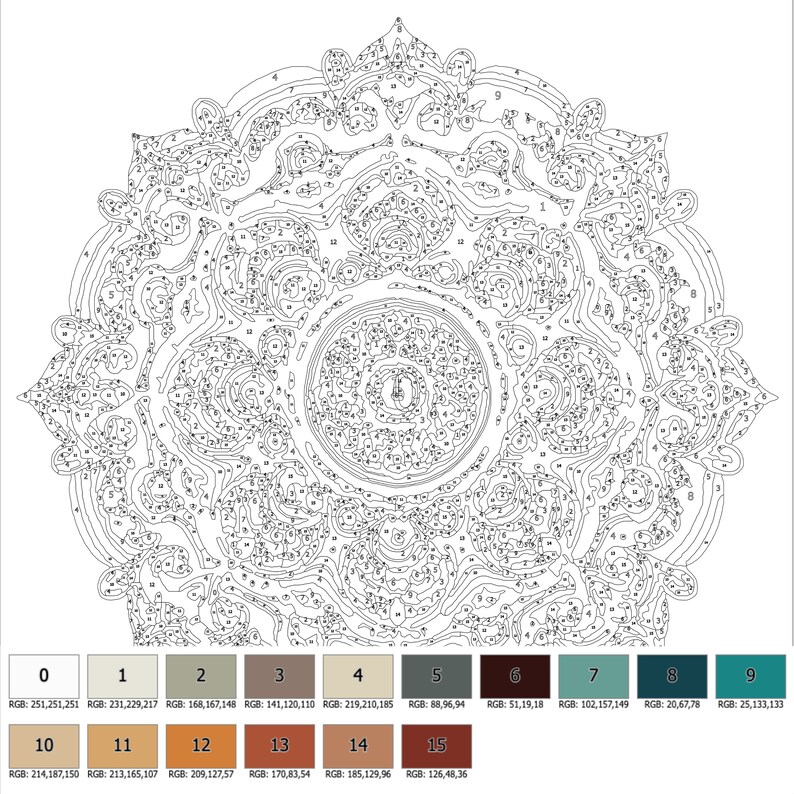 Color by Number for Adult Mandala Paint by Number - Etsy