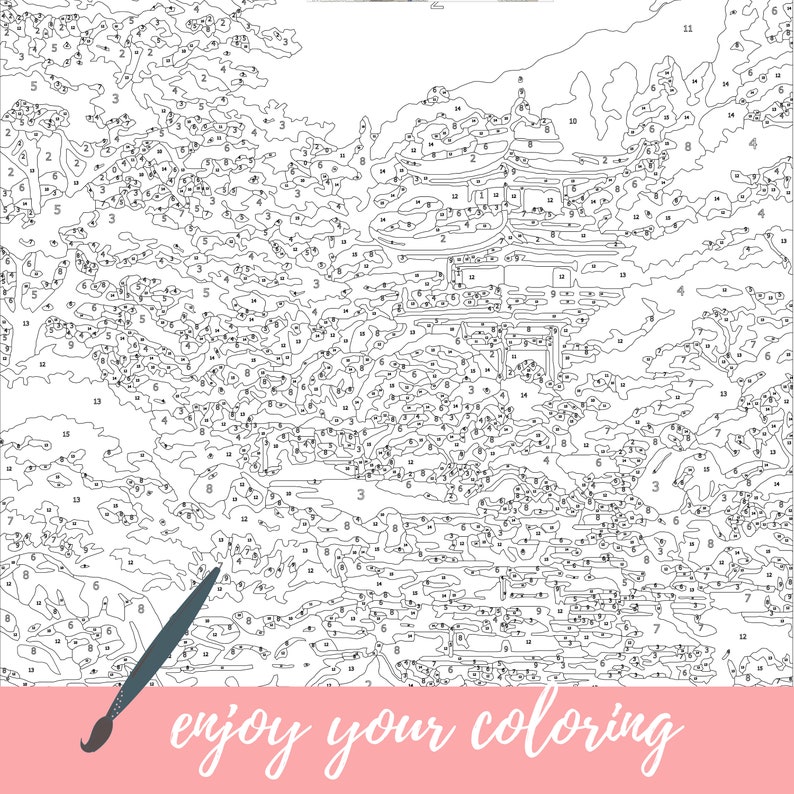 Color by Number for Adult, Paint by Number Printable,japanese Garden ...